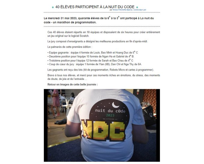 Nuit du Code 2025: "La #NDC 2023 au Lycée Français Alexandre Yersin d ...
